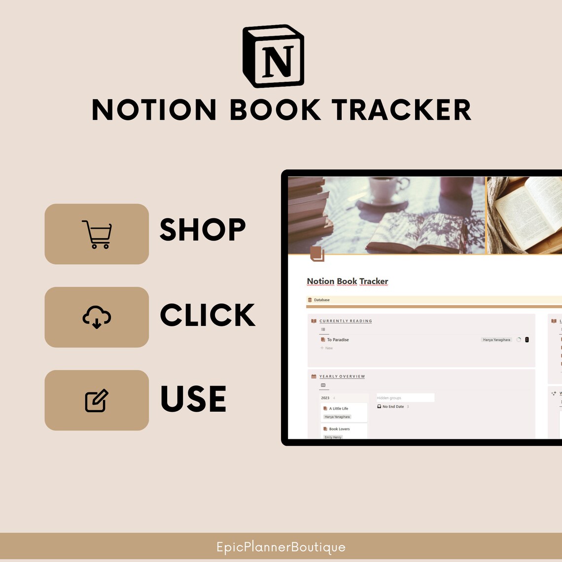 Notion Book Tracker Template Reading Journal Notion Template Book Tracker Notion Dashboard for ...