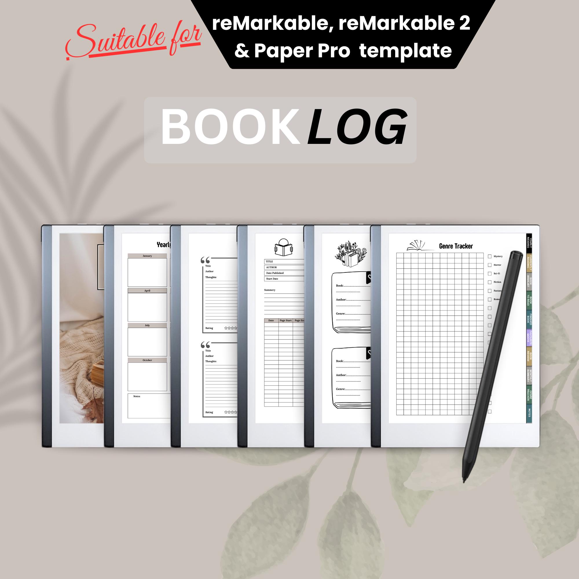 Hyperlinked Reading Log for Remarkable | Remarkable Templates | Reading ...