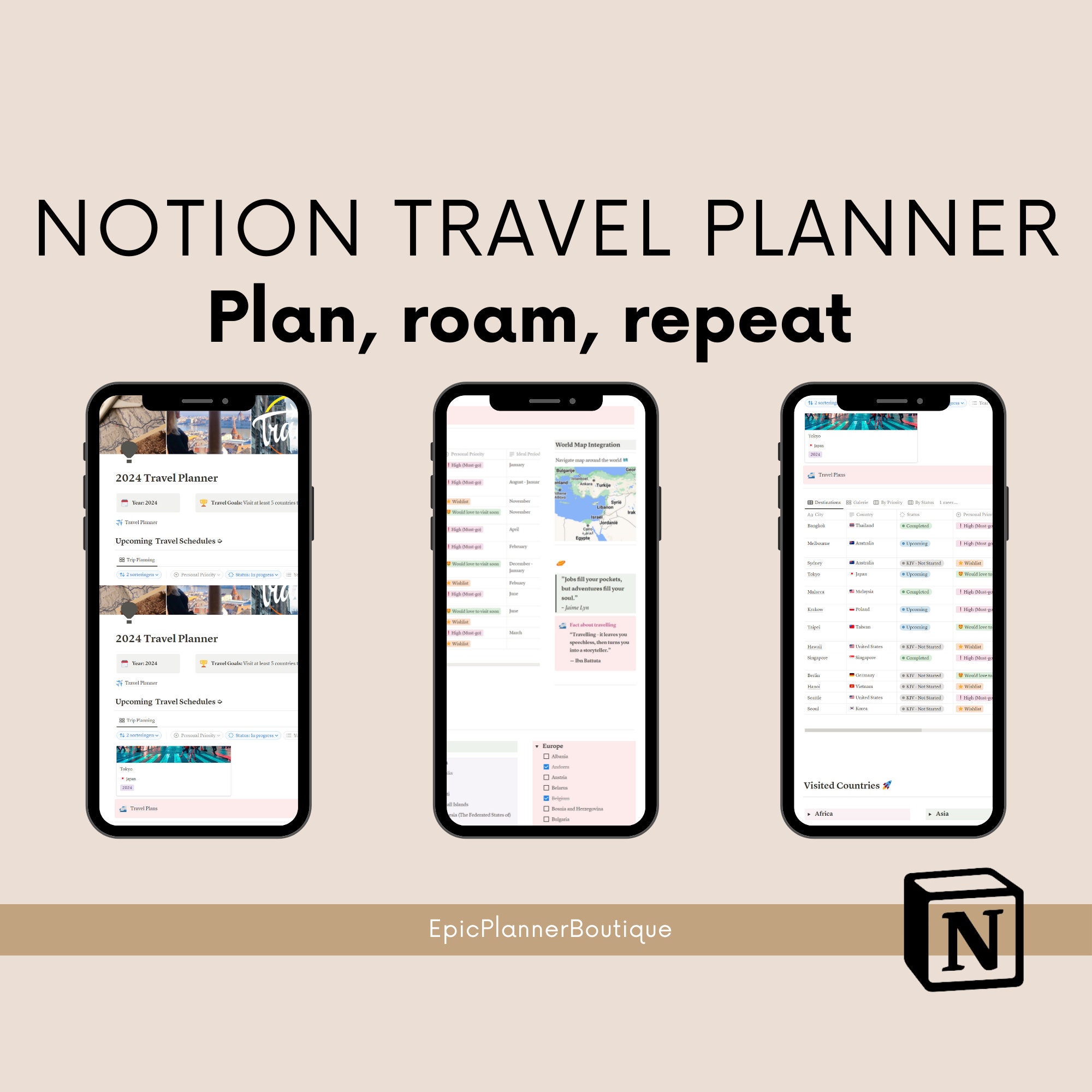 Notion Travel Planner Template, Ultimate Vacation Holiday Planner ...