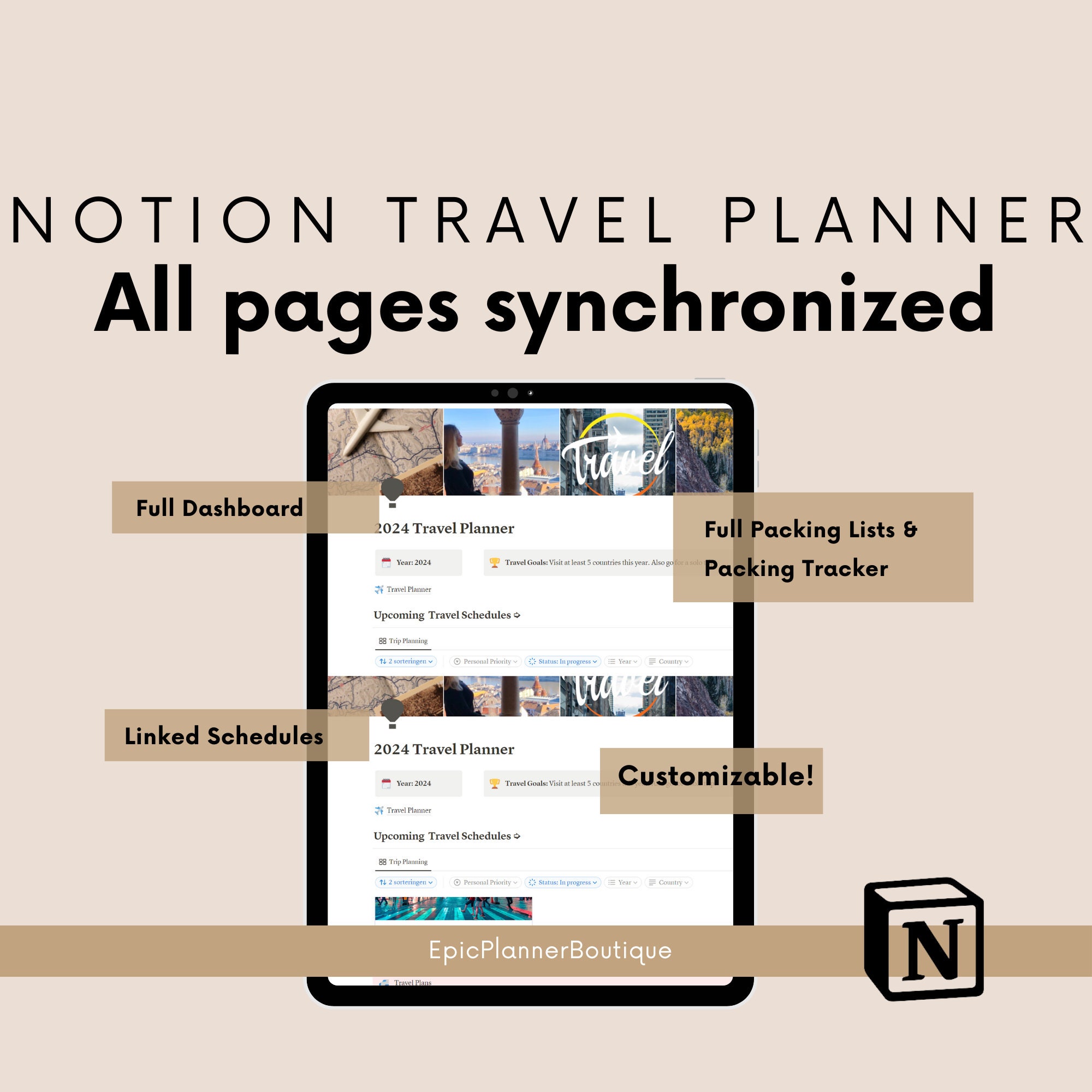 Notion Travel Planner Template, Ultimate Vacation Holiday Planner ...