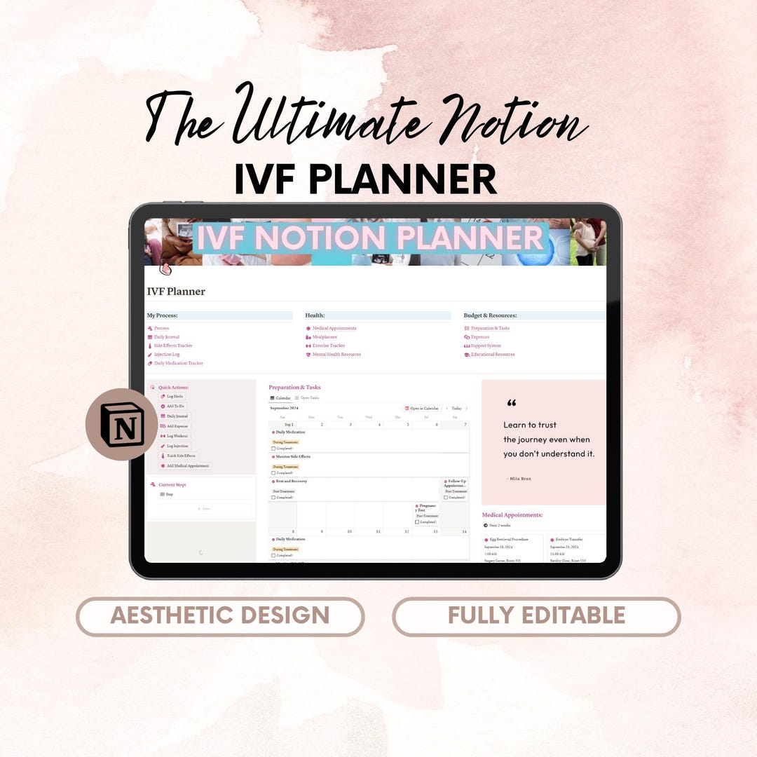 IVF Planner Notion Template | IVF Tracker | IVF Journal | Pregnancy ...