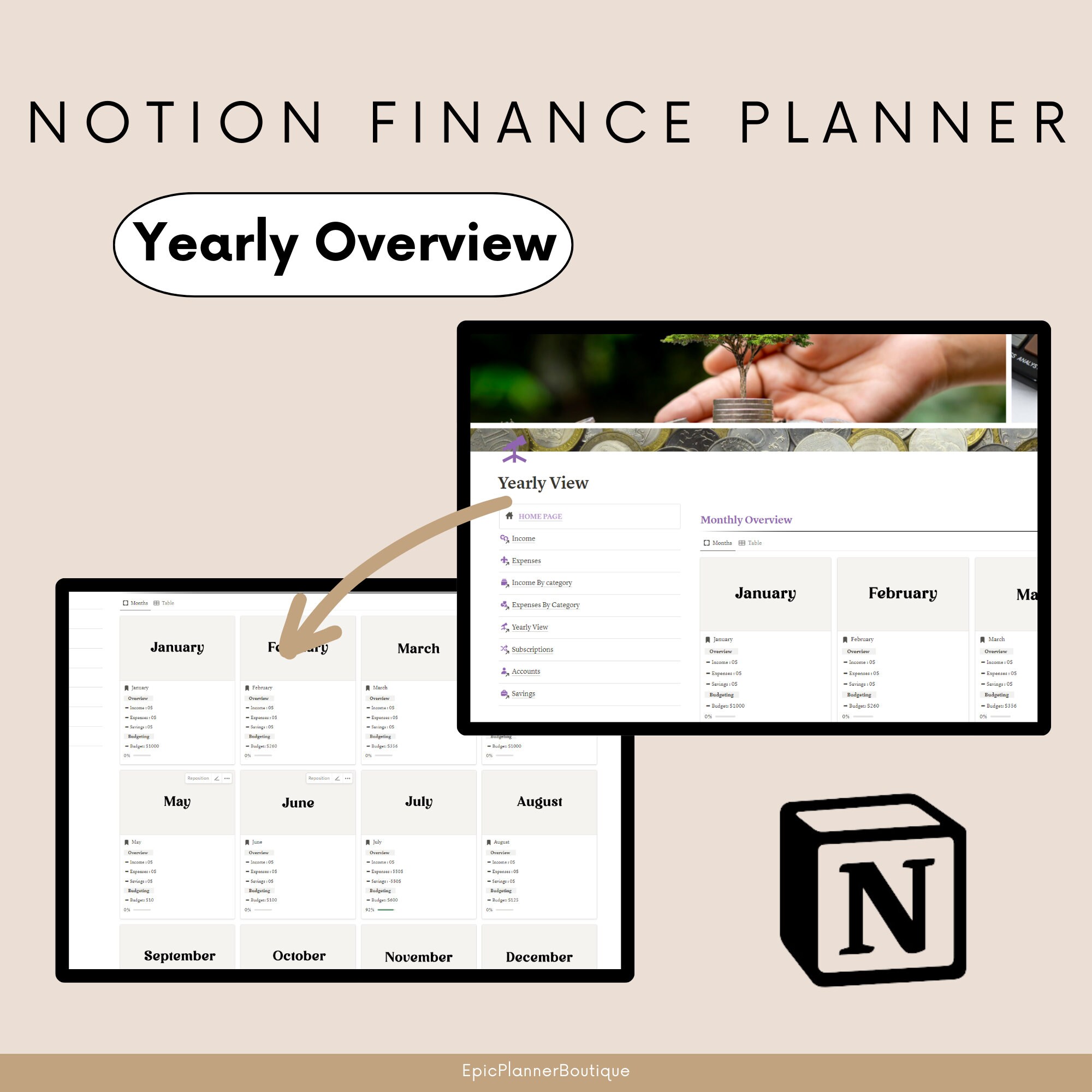 Notion Finance Planner Template, Personal Finance & Budget Tracker With ...
