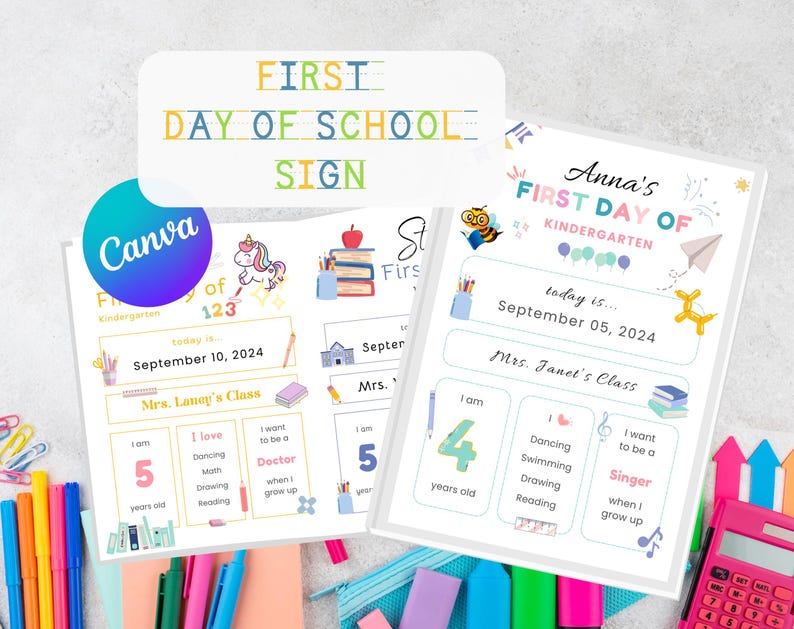 Editable First Day of School Sign Template for Teachers, Printable ...