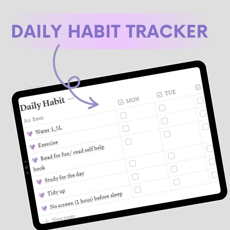 PLR Notion Template Daily Journal Lavender, Task Tracker Vision Board ...