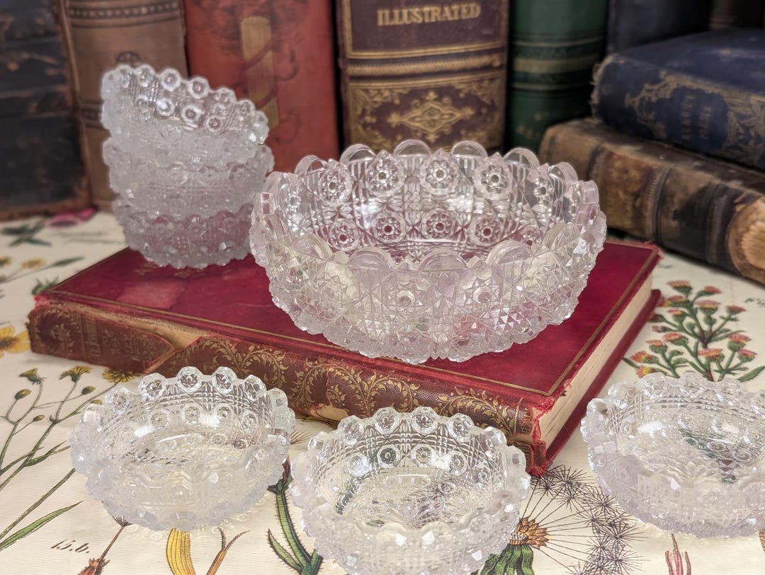 Antique Westmoreland Lacy Daisy Salt Cellar Set: EAPG Pressed Glass - Etsy