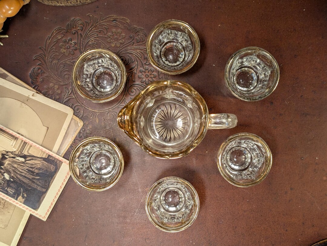 Vintage Indiana Glass Child's Pitcher & Tumblers Set: Doll Tea Party - Etsy
