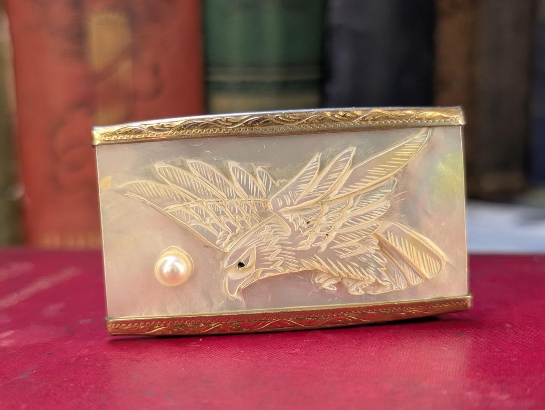 Vintage Mother of Pearl Belt Buckle: Engraved Eagle - Etsy