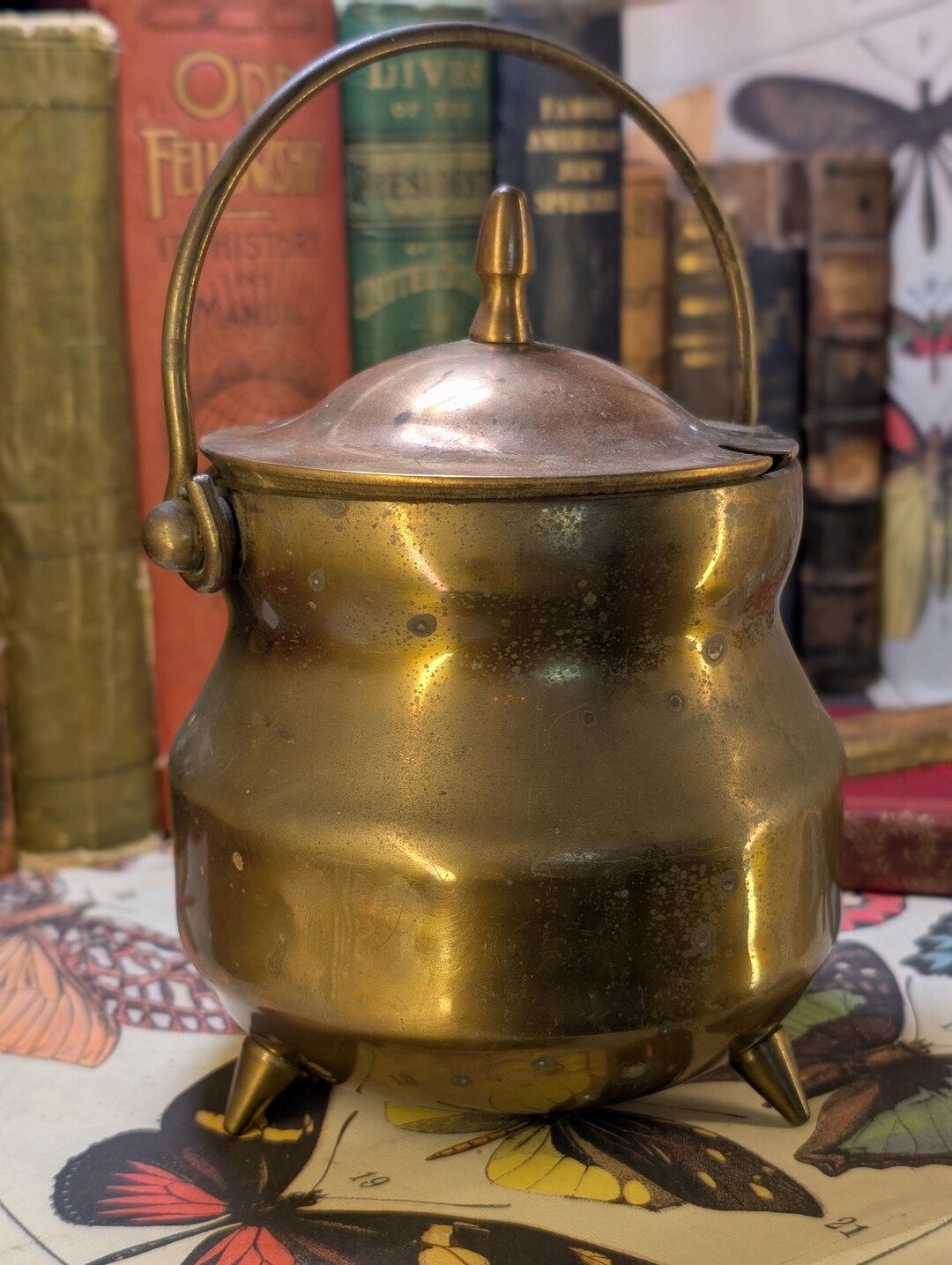 Vintage Brass Kettle Cauldron Smudge Pot With Lid and Feet - Etsy
