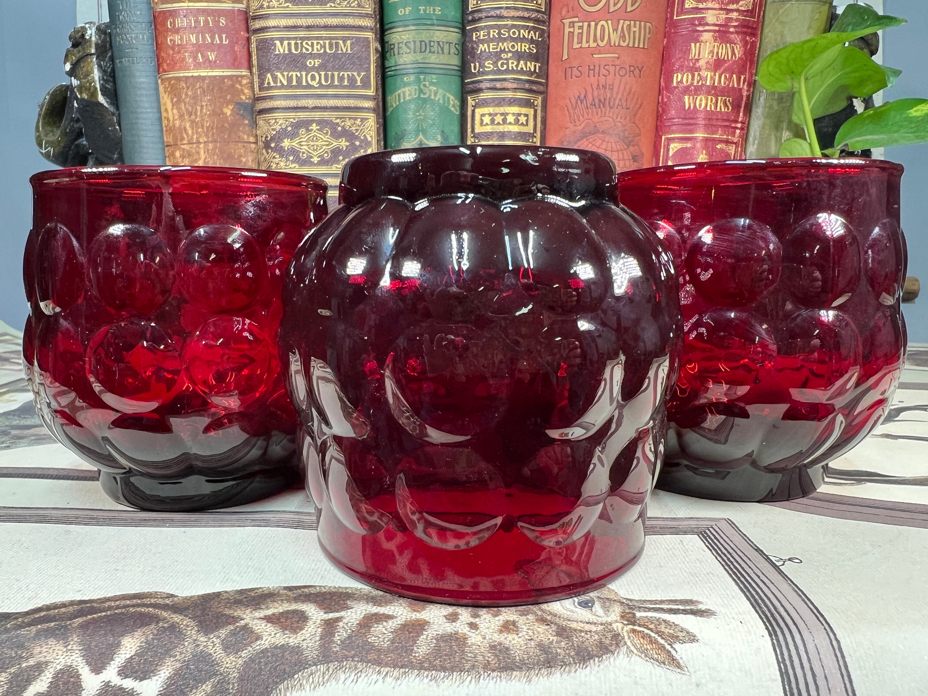 Anchor Hocking Bubble Ruby Glassware - Etsy