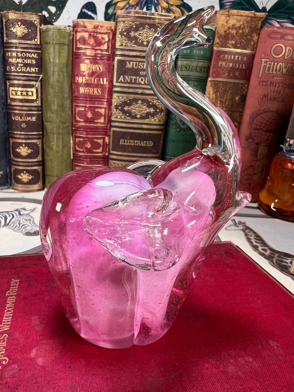 Vintage Murano Style Pink Glass Elephant Paperweight Sculpture - Etsy