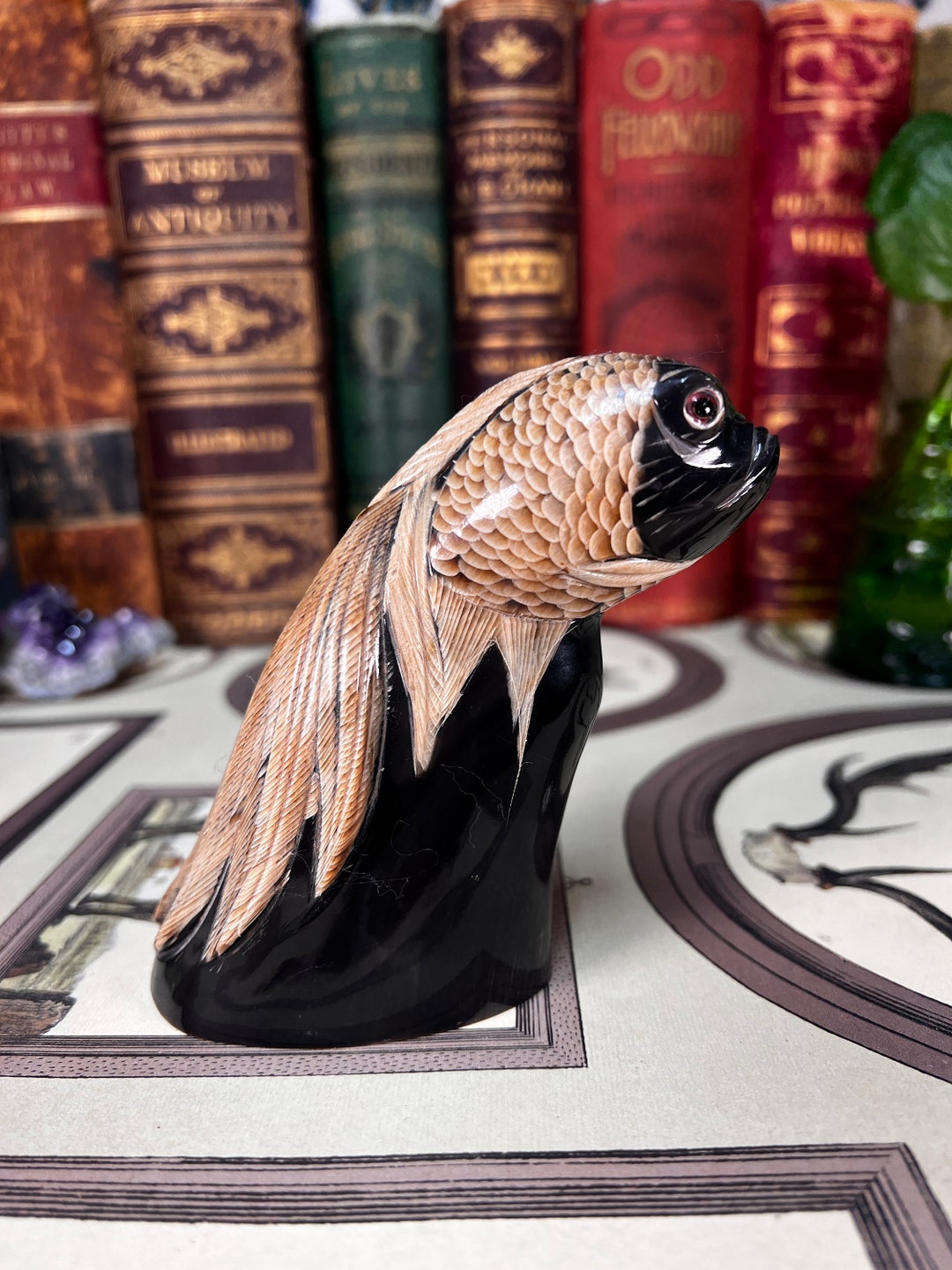 Stella the Depressed, Fish Carved of Horn - Etsy