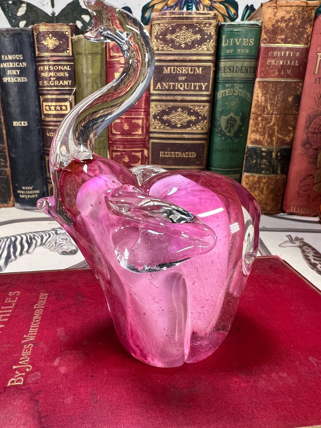 Vintage Murano Style Pink Glass Elephant Paperweight Sculpture - Etsy