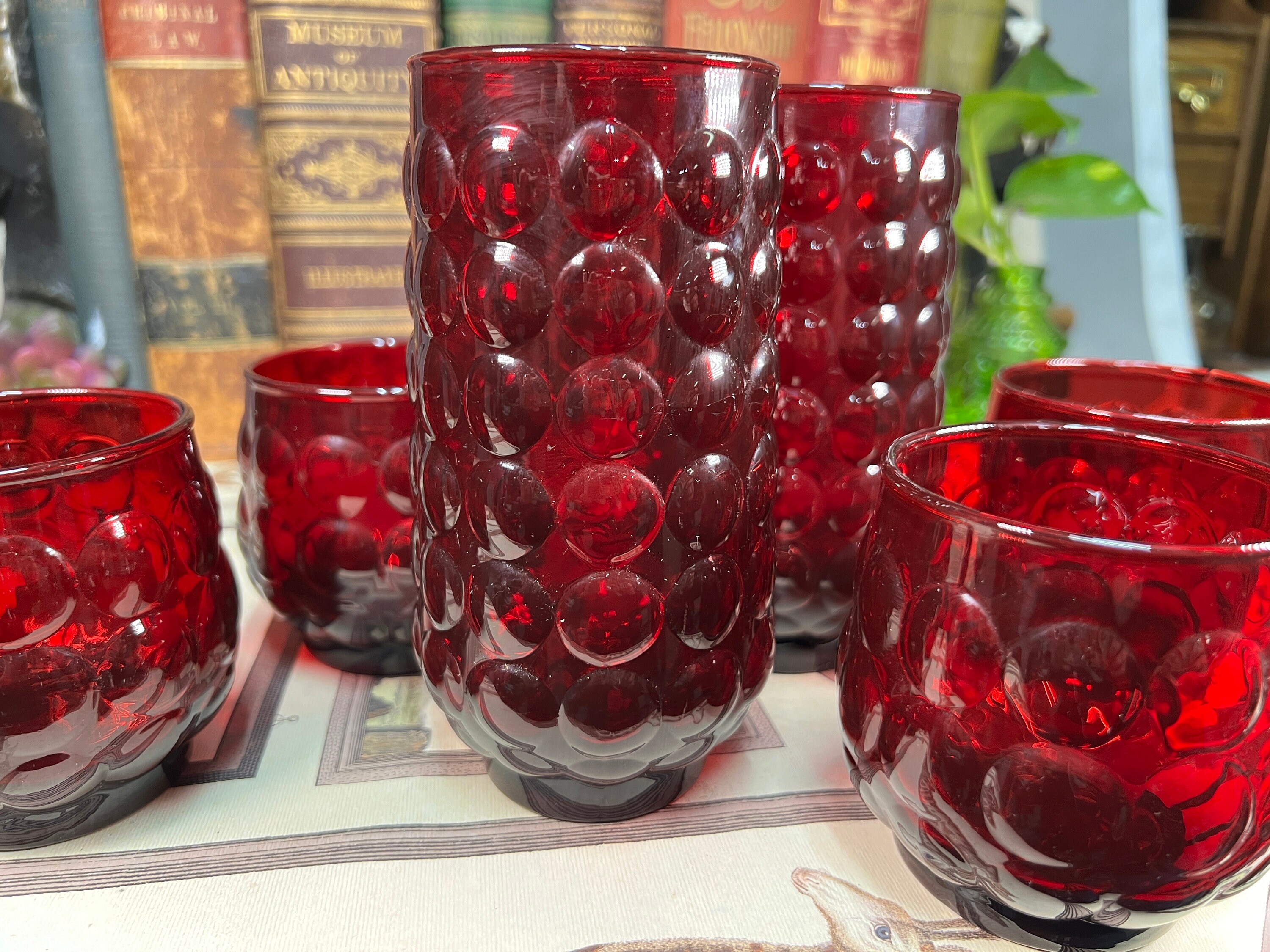 Anchor Hocking Bubble Ruby Glassware - Etsy