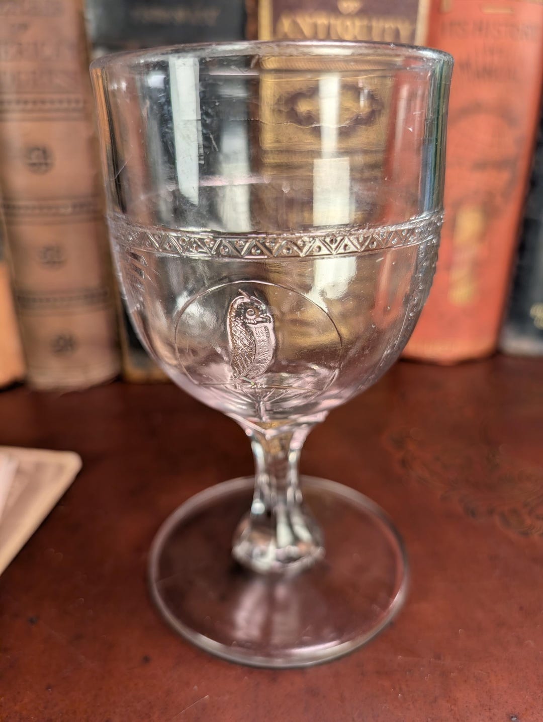 Vintage Owl and Fan Water Goblet, Collectible Drinkware, Ornate ...