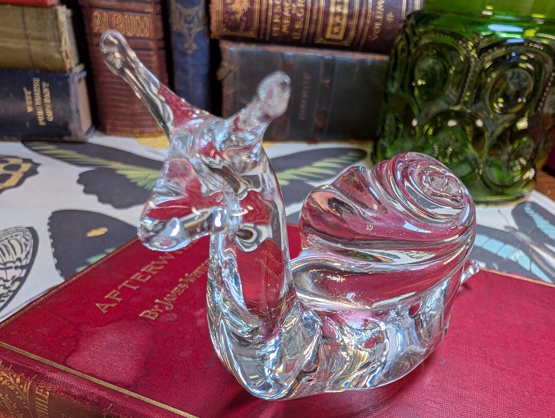 Vintage Clear Glass Snail Figurine - Unique Paperweight or Collectible ...