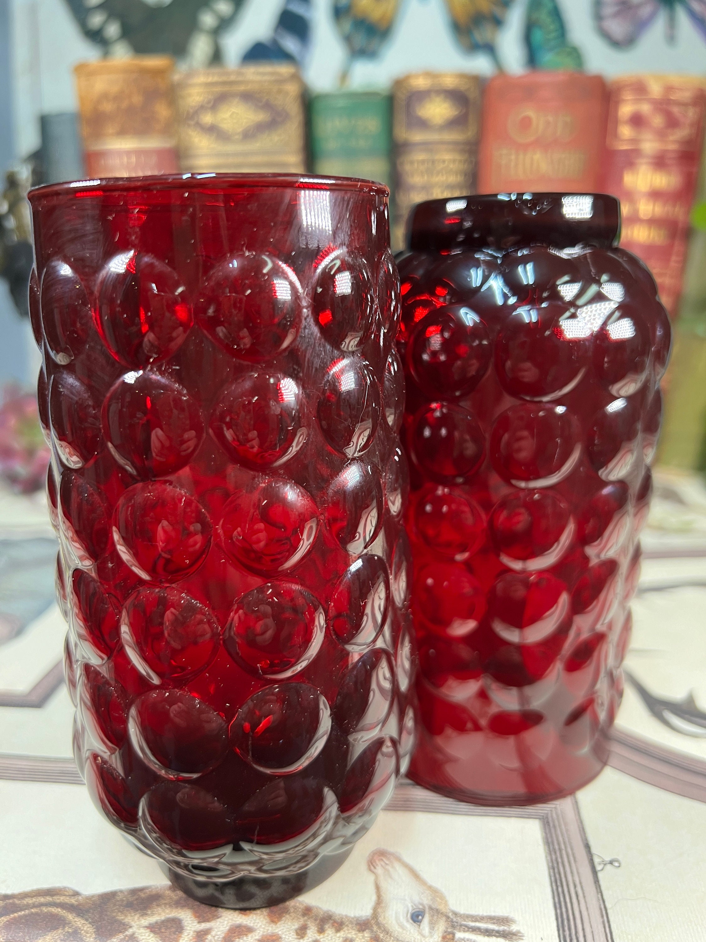 Anchor Hocking Bubble Ruby Glassware - Etsy