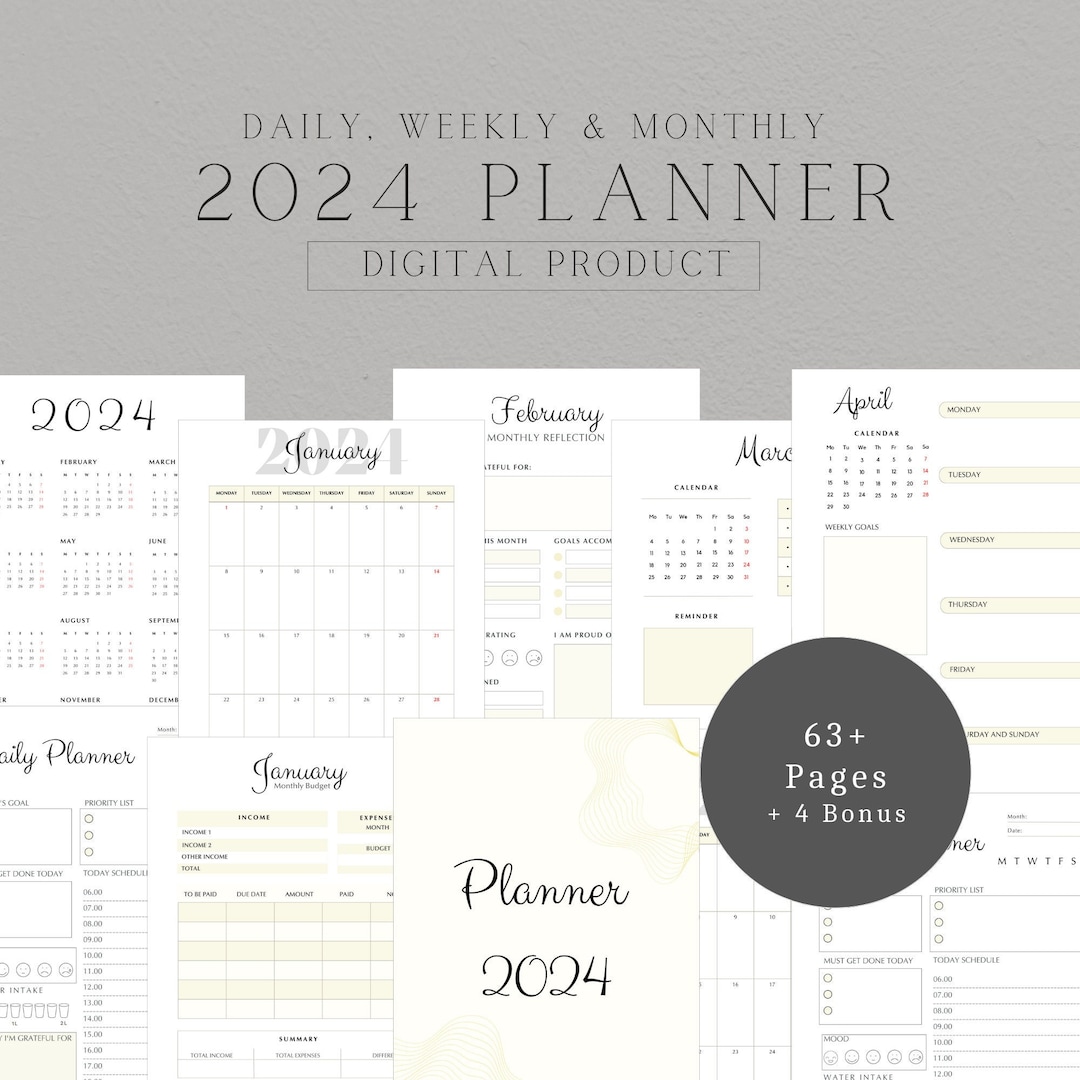 2024 Planner Printable, Weekly Planner, Monthly Budget, Daily Planner ...
