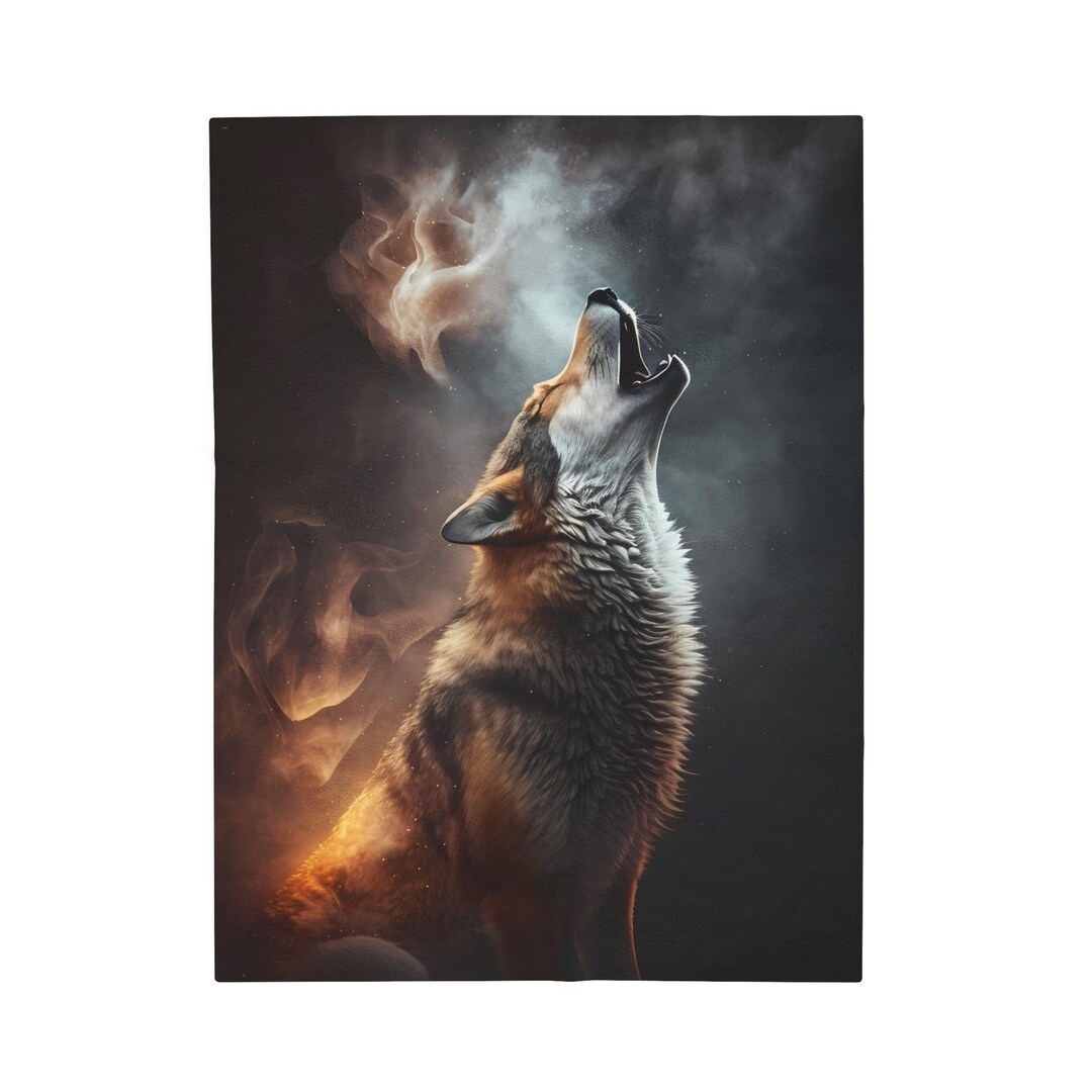 Velveteen Howling Wolf Plush Blanket - Etsy