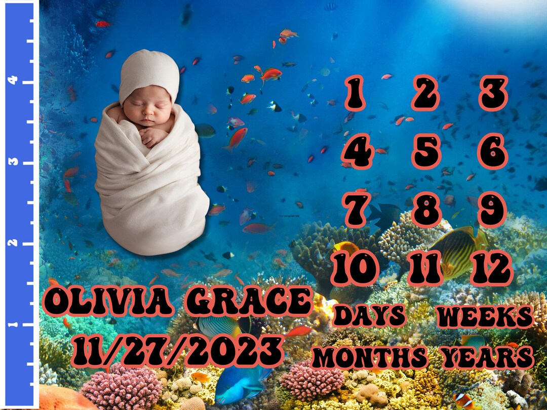 Milestone Ocean Fish Baby Plush Blanket, Custom Personalized Newborn ...