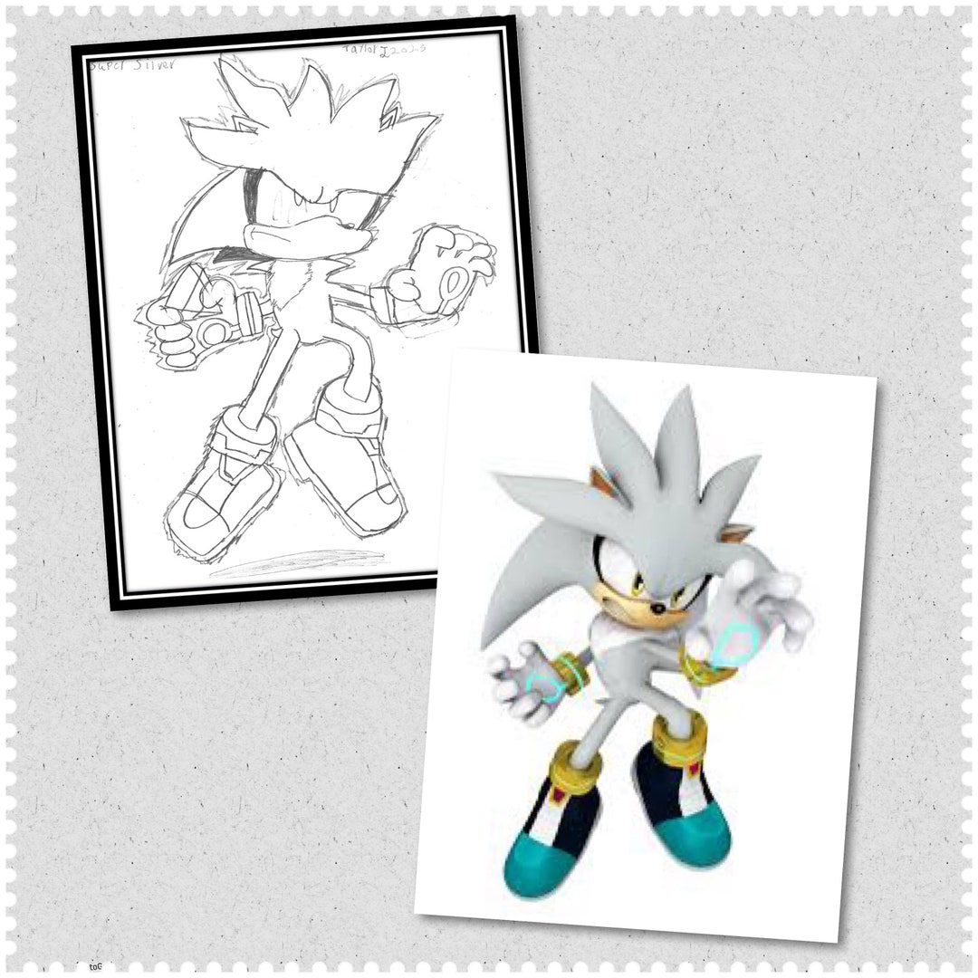 2 for 1 Silver Sonic Drawing by Tay - Etsy