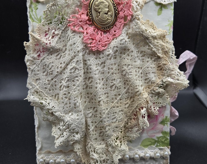 Vintage Doily With Cameo "junk" Journal. Handmade Journal Notebook 120 ...