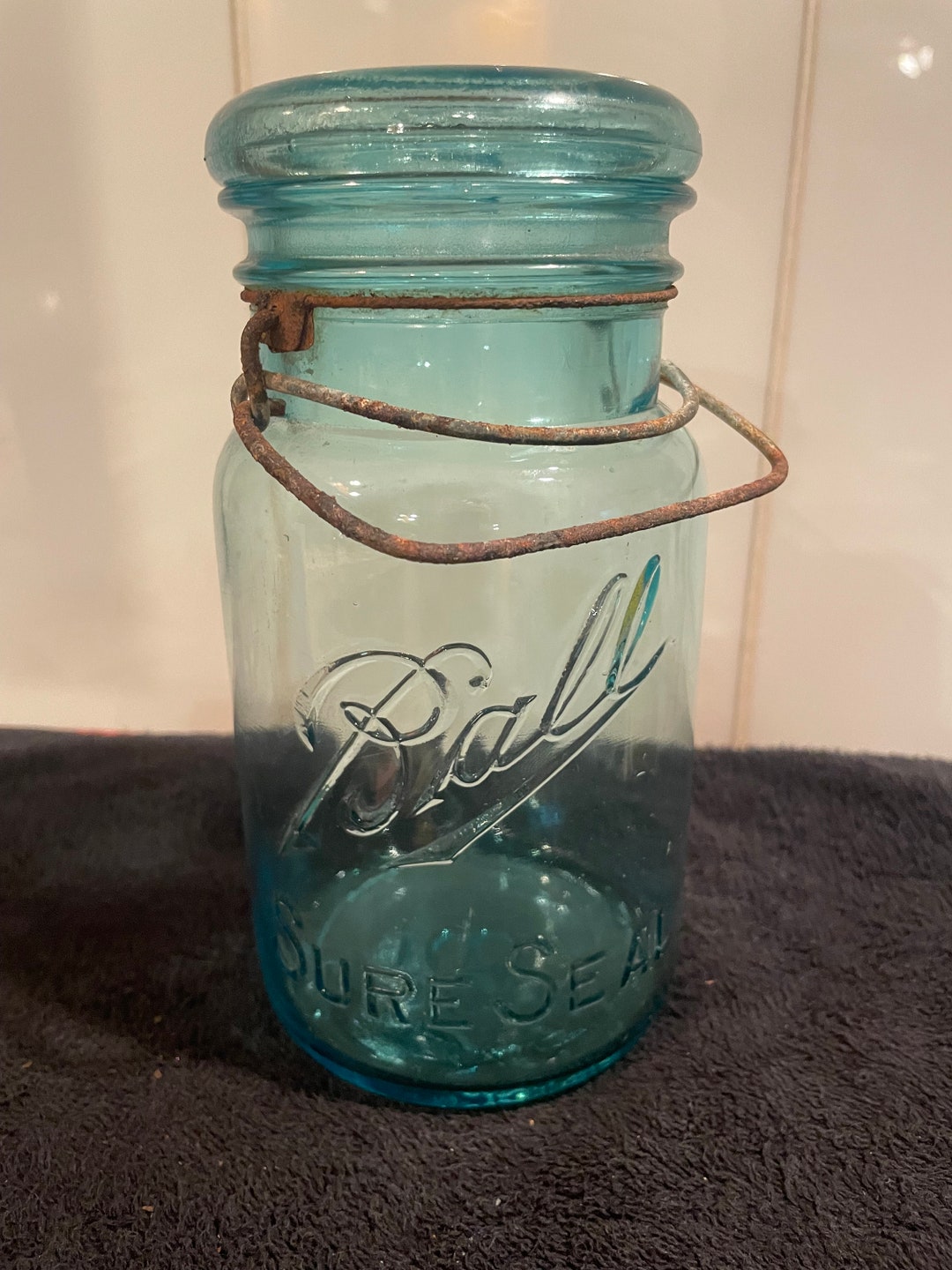 Vintage 1910-1933 Ball Sure Seal Blue Aqua Mason Jar - Etsy