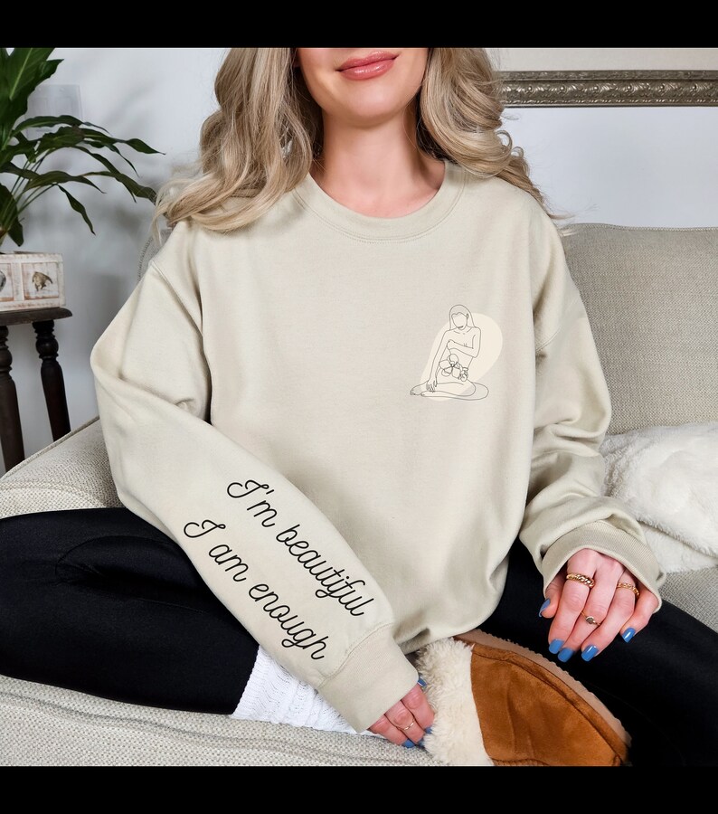 Positive Affirmation Sweatshirt, Phrase I Am Beautiful and Enough Right ...