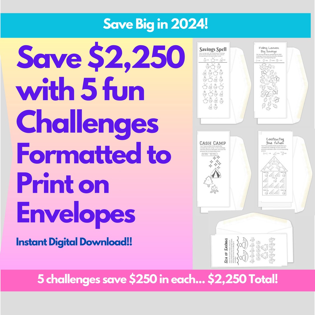 Envelope Savings Challenge! Save 2,500 Dollars With 5 Fun Challenges ...