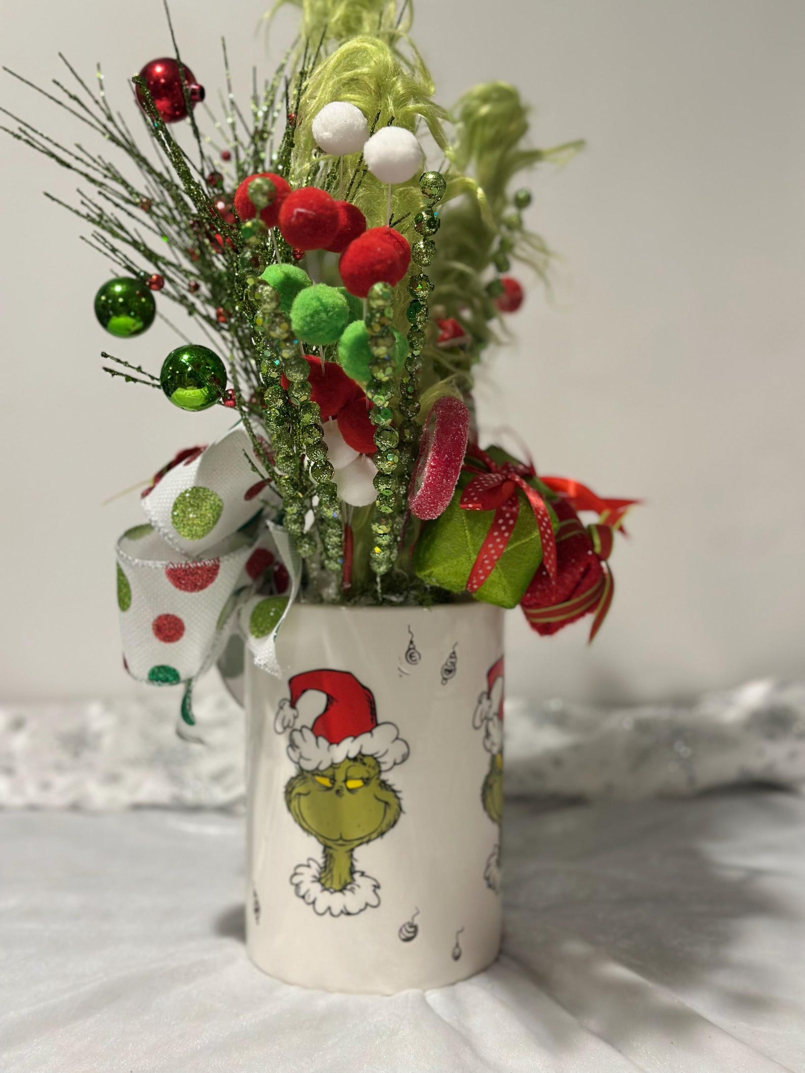 Grinch-inspired Holiday Centerpiece - Festive Christmas Table Decor ...