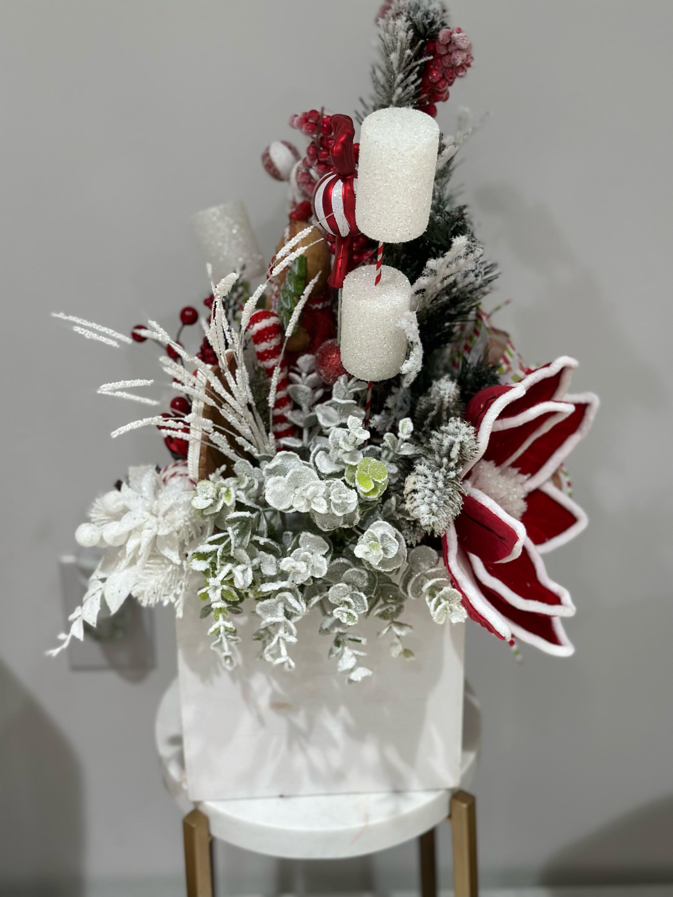 Joy Christmas Centerpiece | Gingerbread Candy Land Holiday Arrangement ...