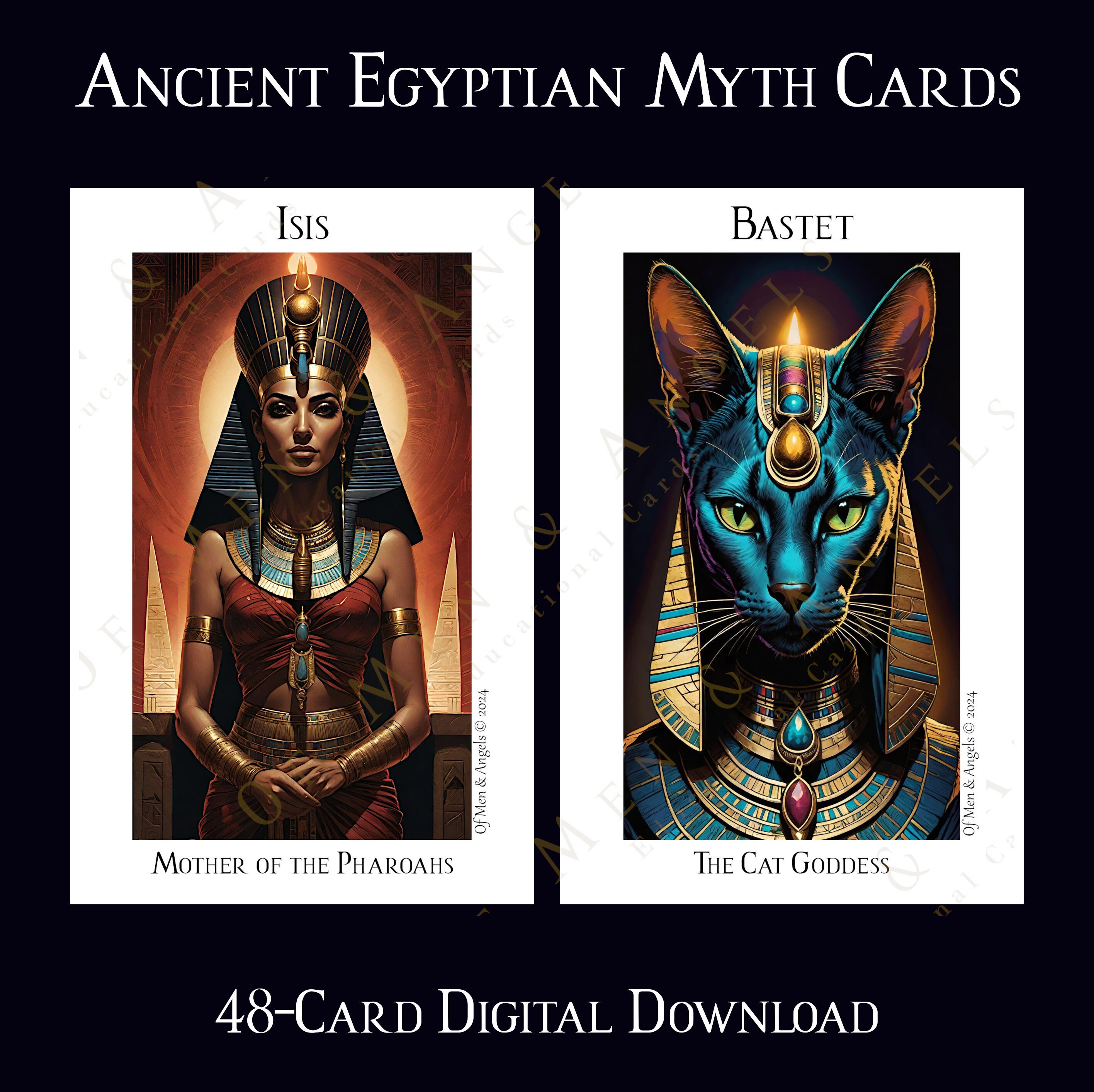 New Ancient Egyptian Myth Cards Digital Download, 48-card Set, Ancient ...