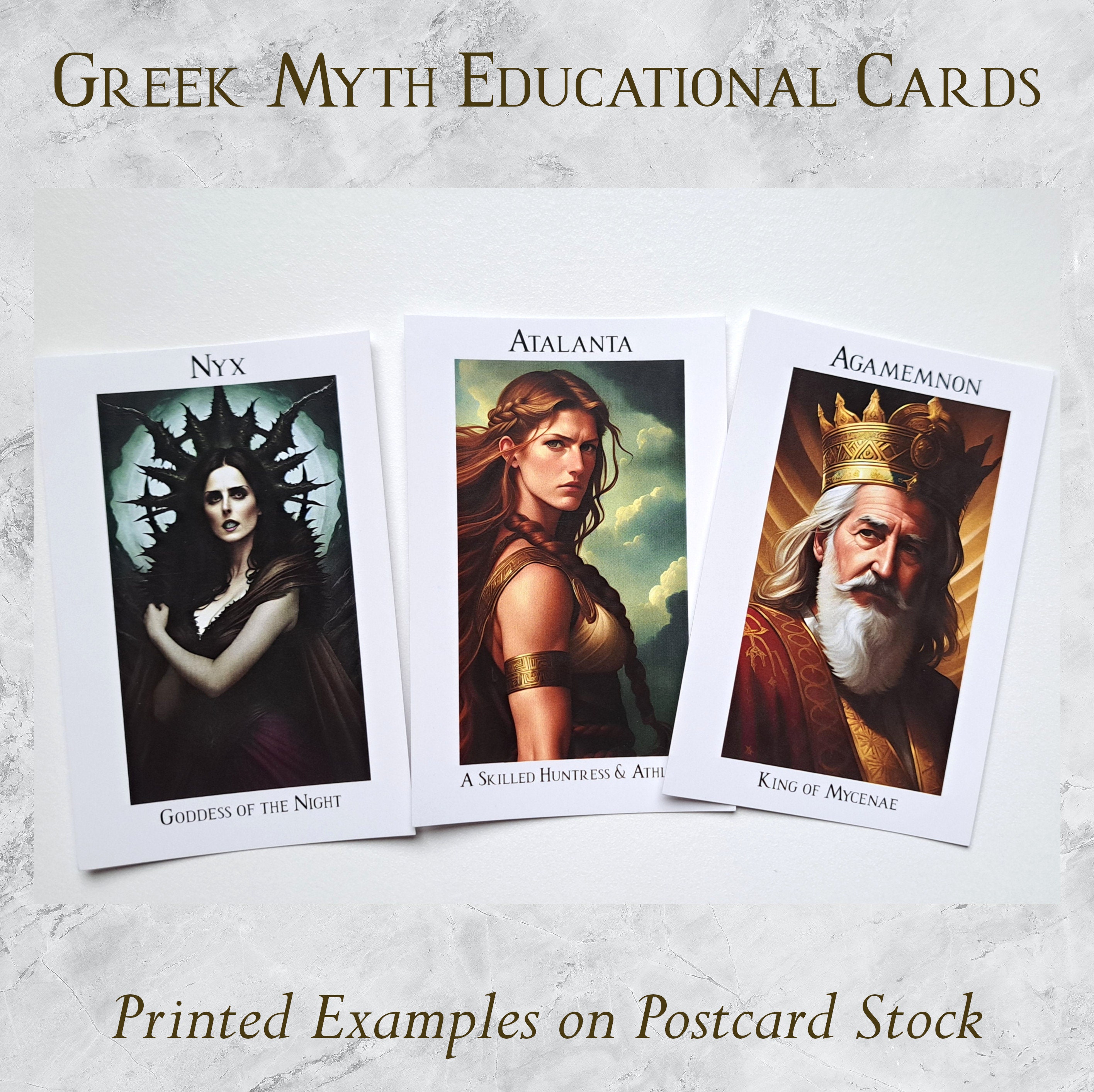 Greek Myth Starter Set, 40-cards, Educational Cards Digital Download ...