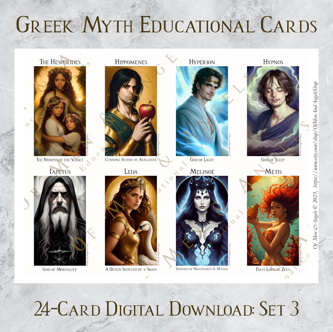Greek Myth Set 3 Add-on Set, 24 Cards, Educational Cards Digital ...