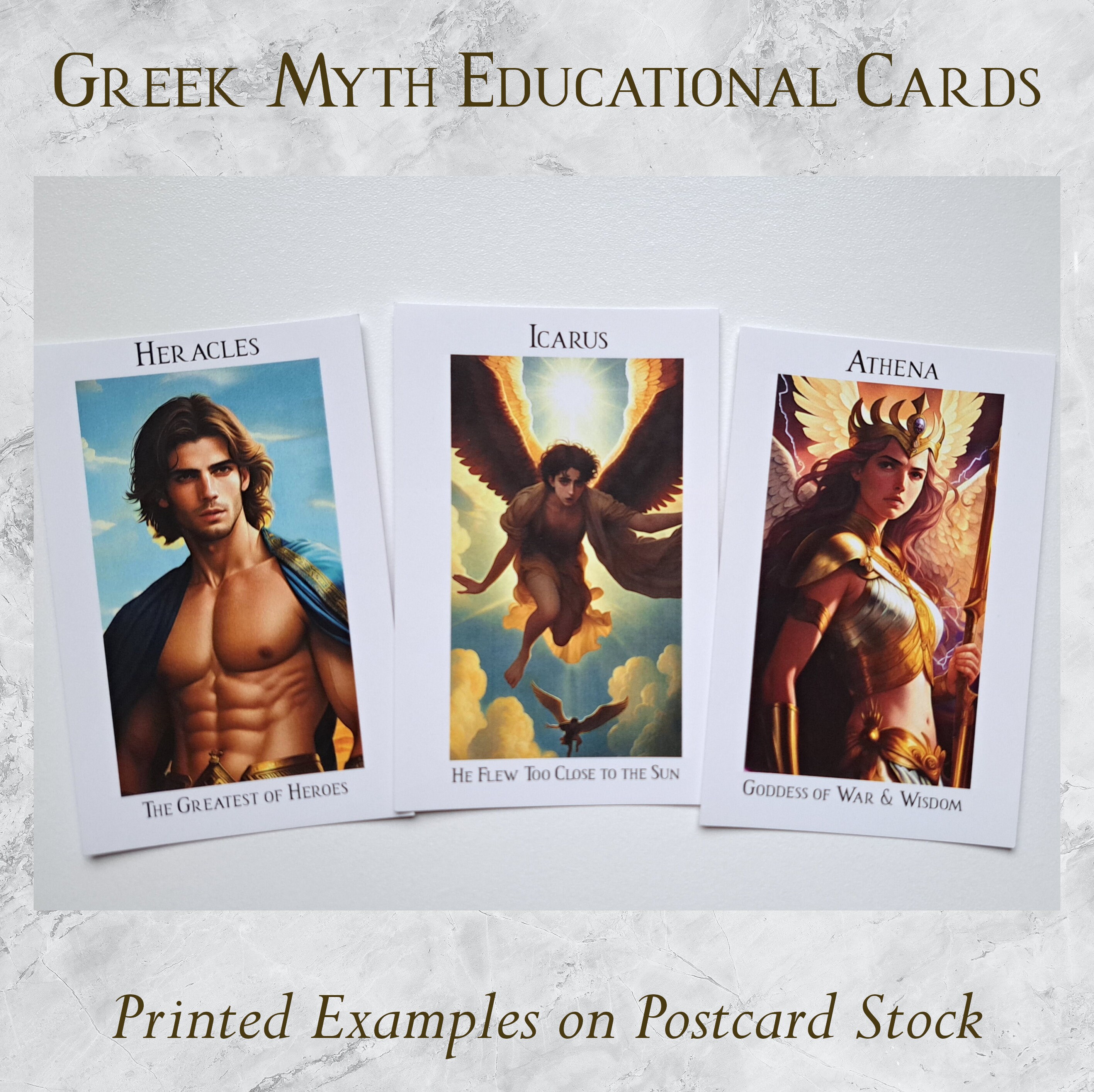 Greek Myth Starter Set, 40-cards, Educational Cards Digital Download ...