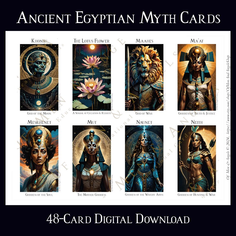 New Ancient Egyptian Myth Cards Digital Download, 48-card Set, Ancient ...