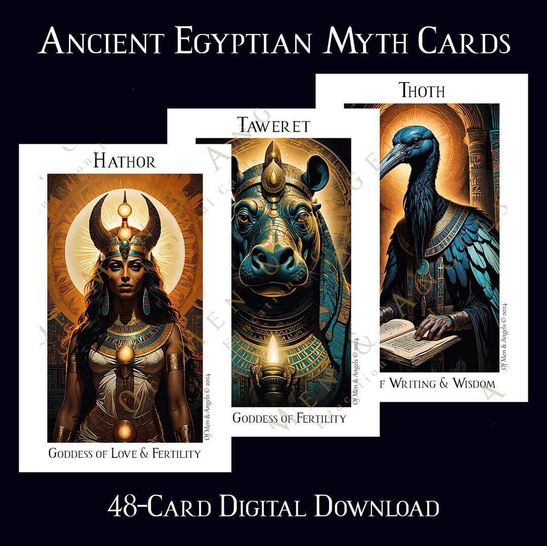 New! Ancient Egyptian Myth Cards Digital Download, 48-card Set, Ancient ...
