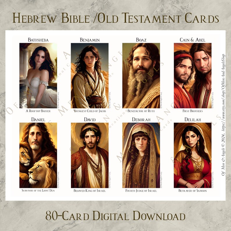 Old Testament Educational Cards Digital Download, 80-card Set, Bible ...