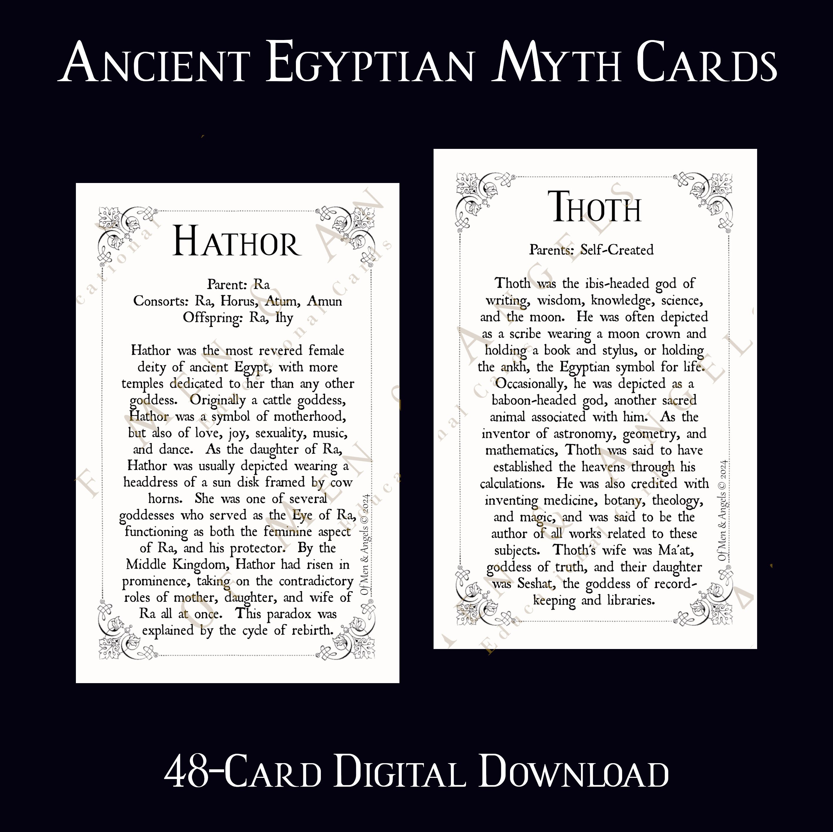 New Ancient Egyptian Myth Cards Digital Download, 48-card Set, Ancient ...