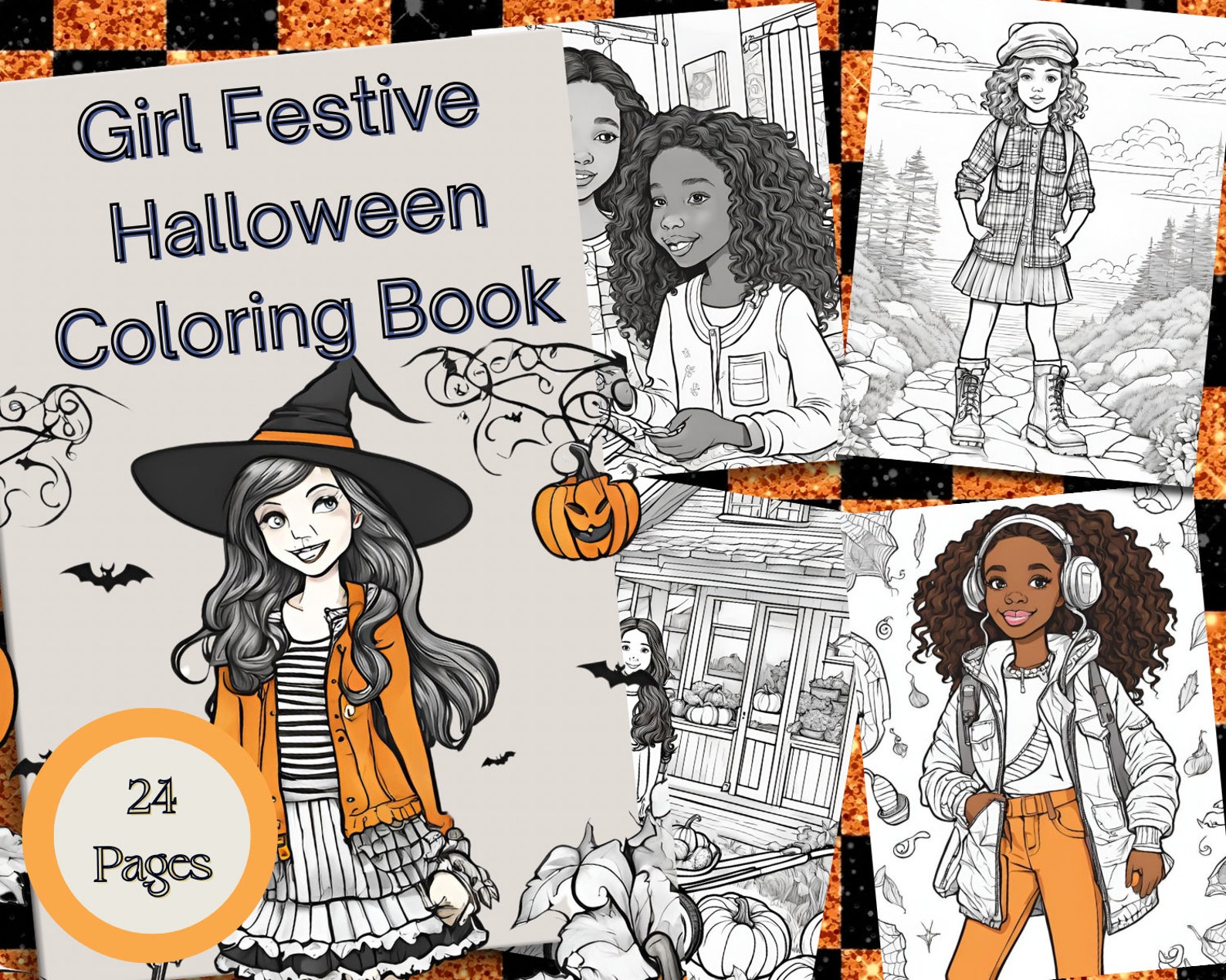 Girl Halloween Coloring Book, Halloween Costume Coloring, Fashion ...