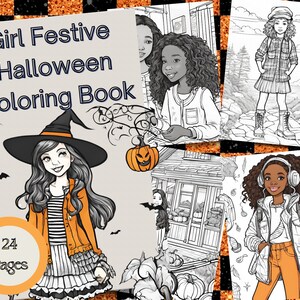 Girl Halloween Coloring Book, Halloween Costume Coloring, Fashion ...