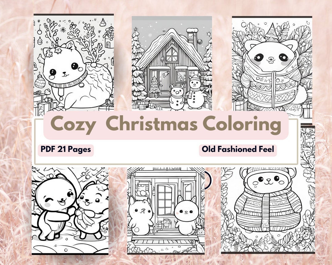 Kawaii Coloring Book Cozy Coloring Book Christmas Coloring for Kids and ...