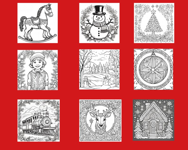 Retro Christmas Coloring Bpok for Kids and Adults, Christmas Coloring ...