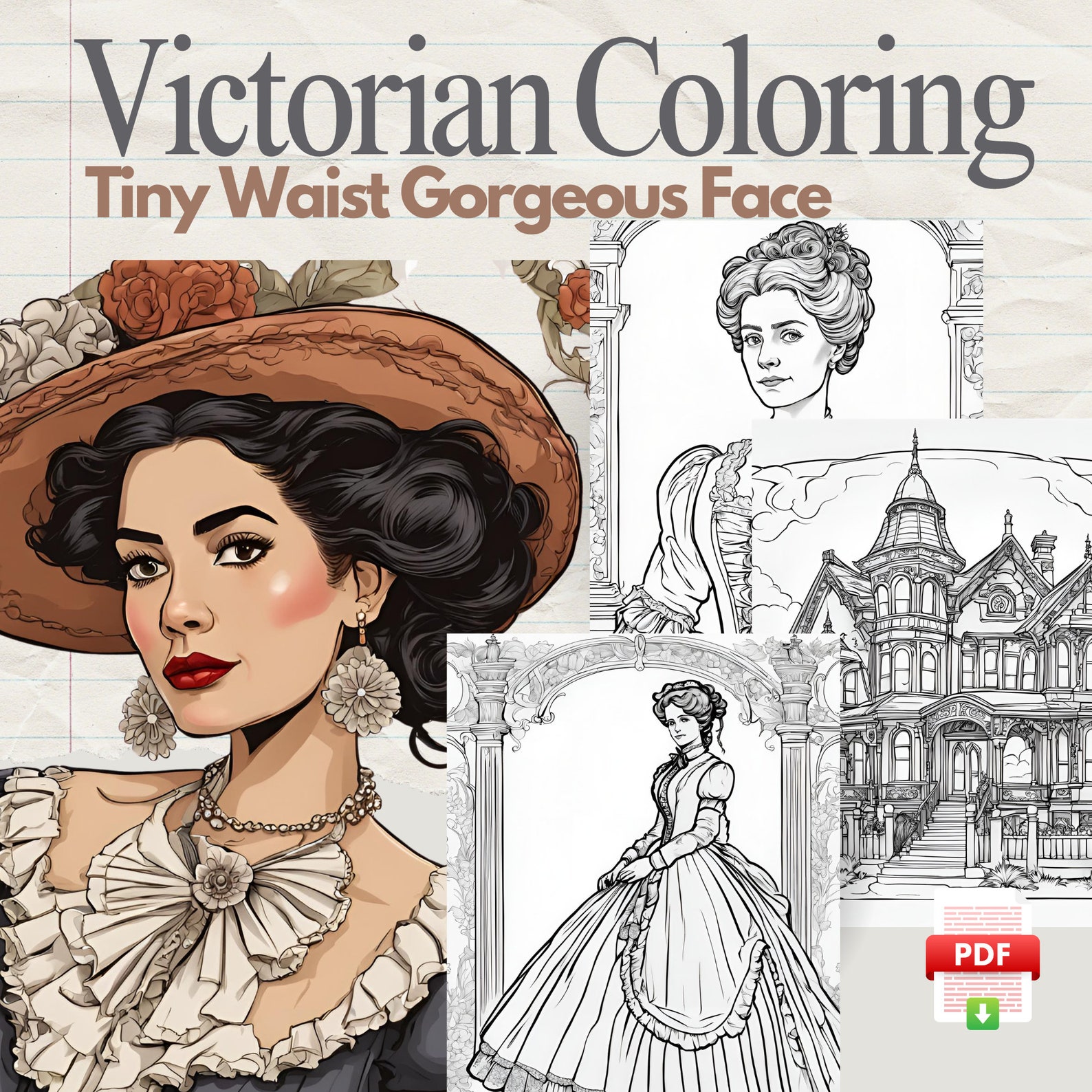 Victorian Fashion Coloring Book, Vintage Dresses Coloring Ballgowns ...