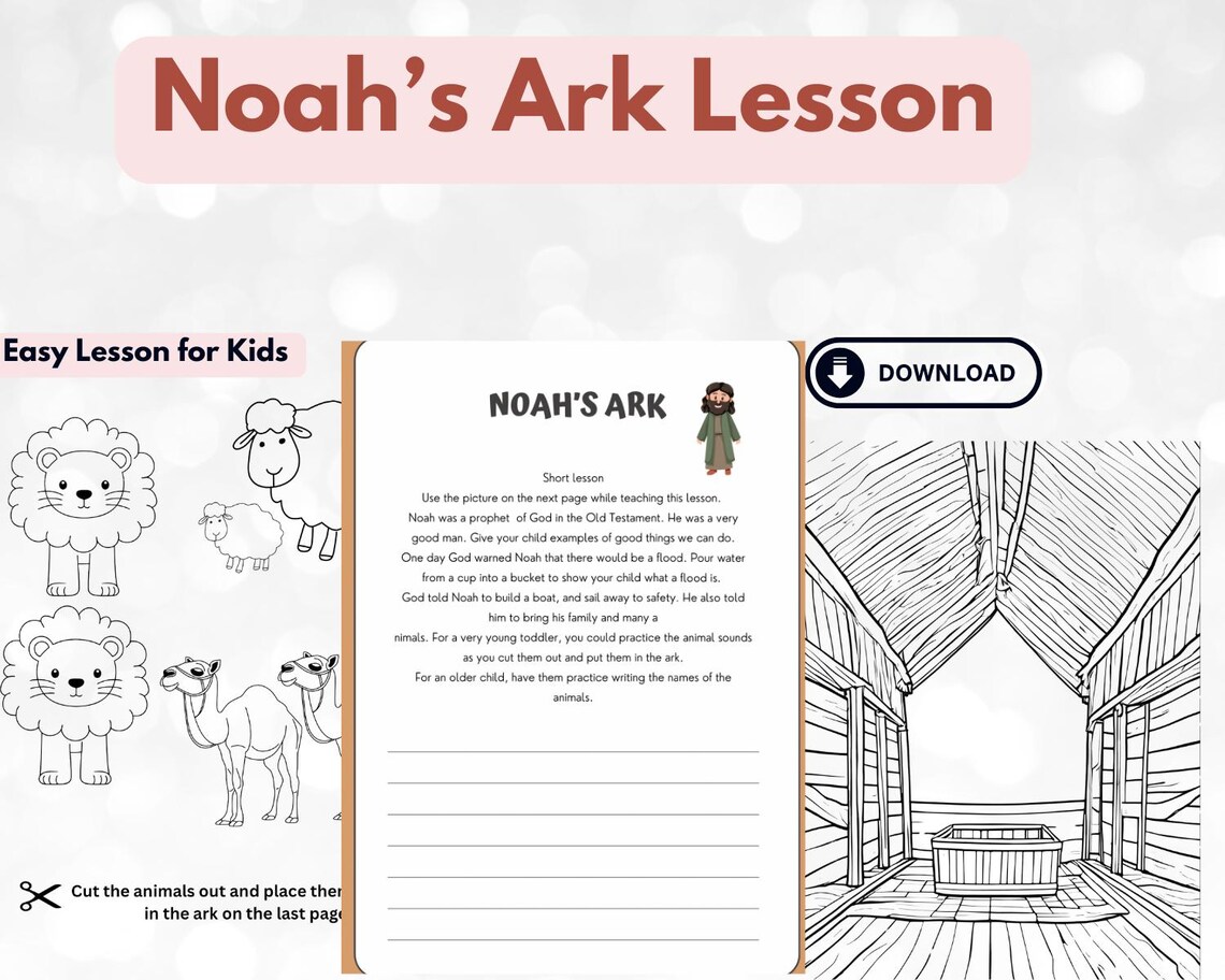 Noah’sark Lesson Kids Bible Lesson Bible Crafts for Kids Printable ...