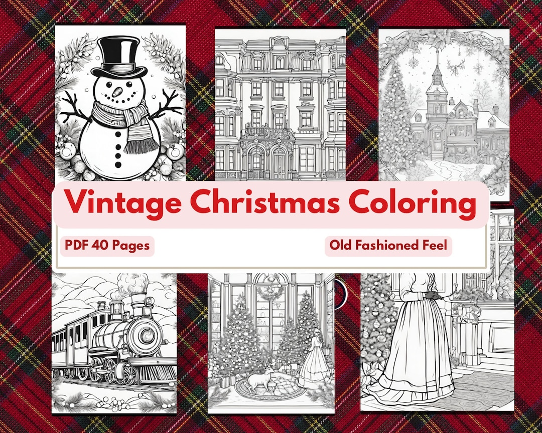 Victorian Christmas Coloring Pages Retro Christmas Coloring Book Adult ...
