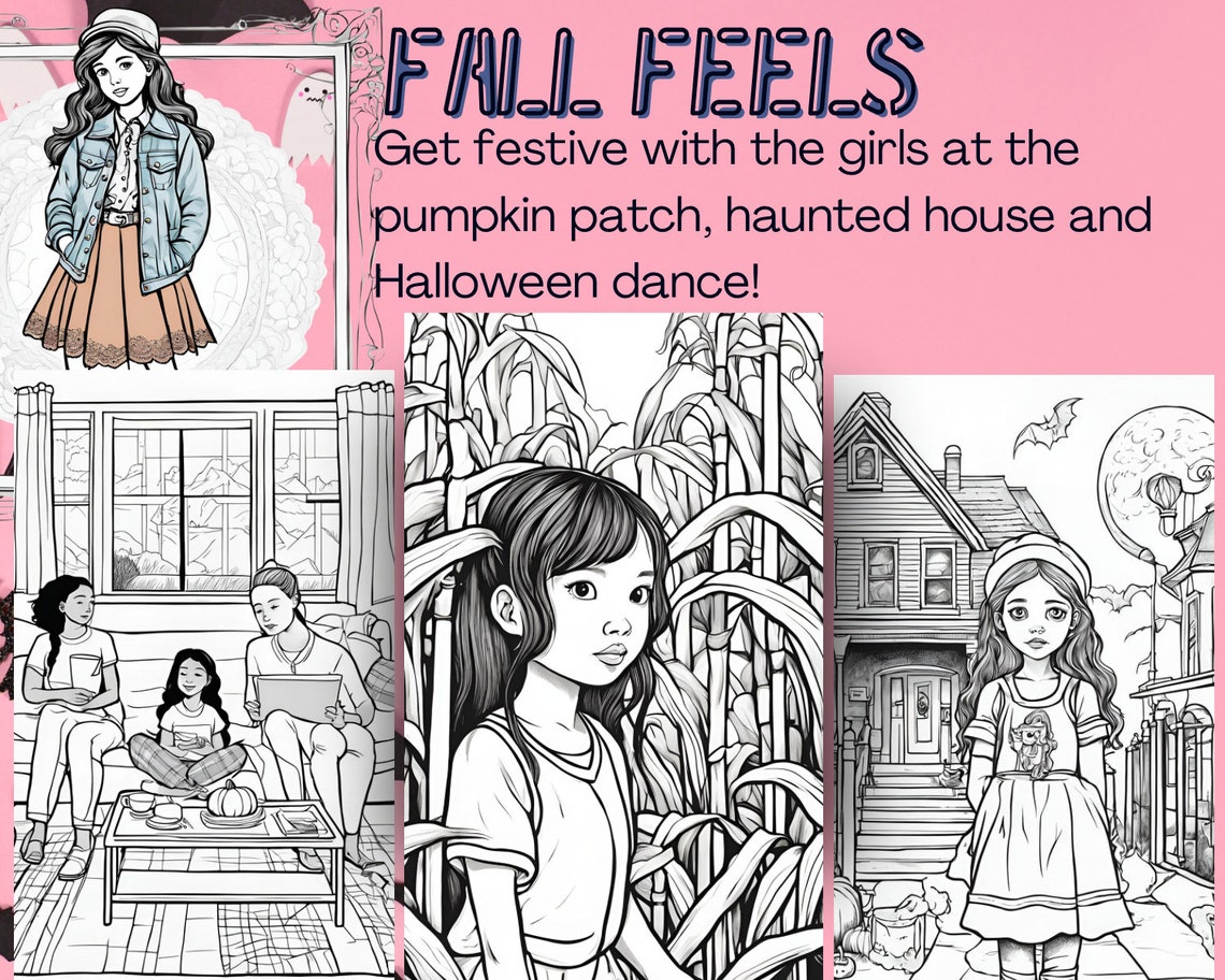Girl Halloween Coloring Book, Halloween Costume Coloring, Fashion ...