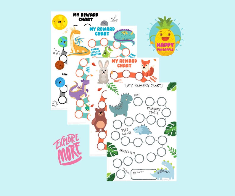 Dinosaur Reward Chart for Kids, Chore Chart, Behaviour Chart, Digital ...