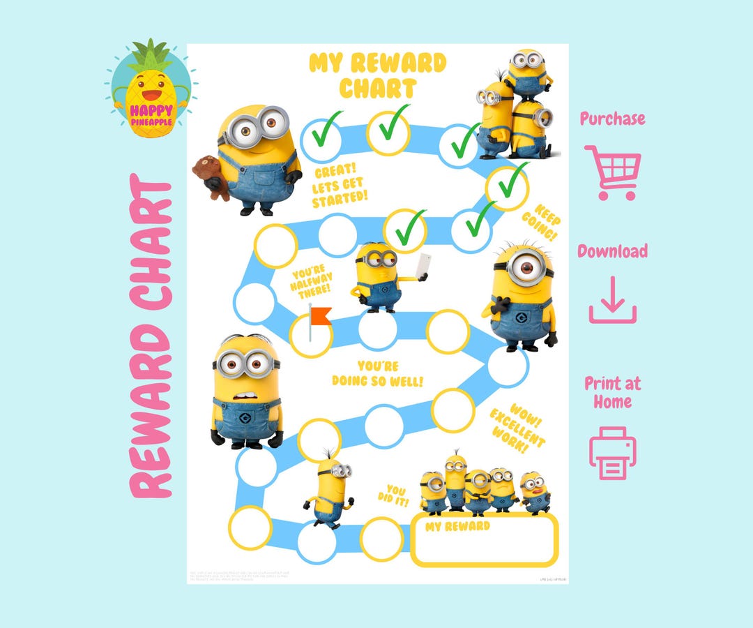Minions Reward Chart for Kids, Chore Chart, Behaviour Chart, Digital ...