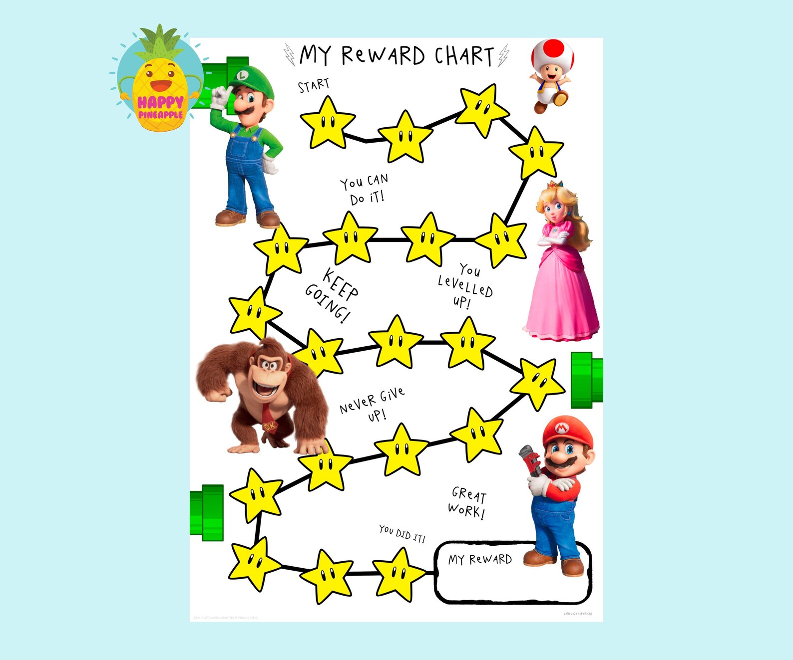 Super Mario Movie Reward Chart for Kids, Chore Chart, Behaviour Chart ...
