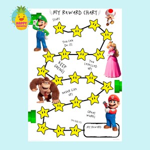 Super Mario Movie Reward Chart for Kids, Chore Chart, Behaviour Chart ...